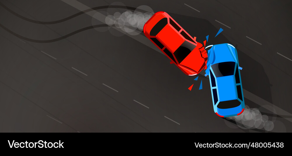 Road accident two cars crashed safety Royalty Free Vector