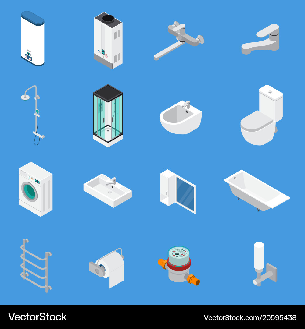 Sanitary Engineering Isometric Icons Royalty Free Vector