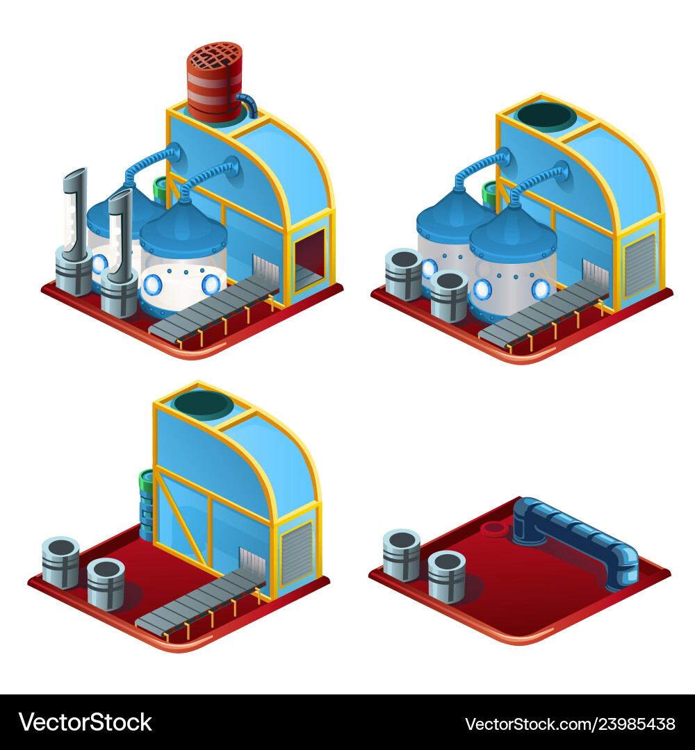 Stages of construction the processing factory Vector Image