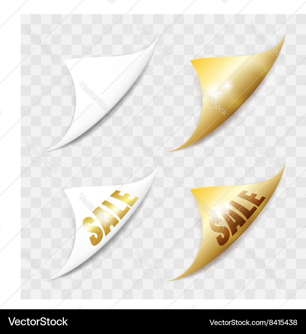 White and gold paper stickers Royalty Free Vector Image