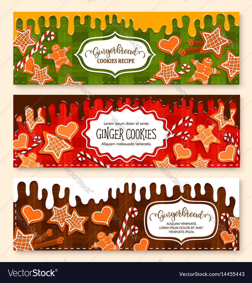 Banners set of gingerbread cookies bakery Vector Image