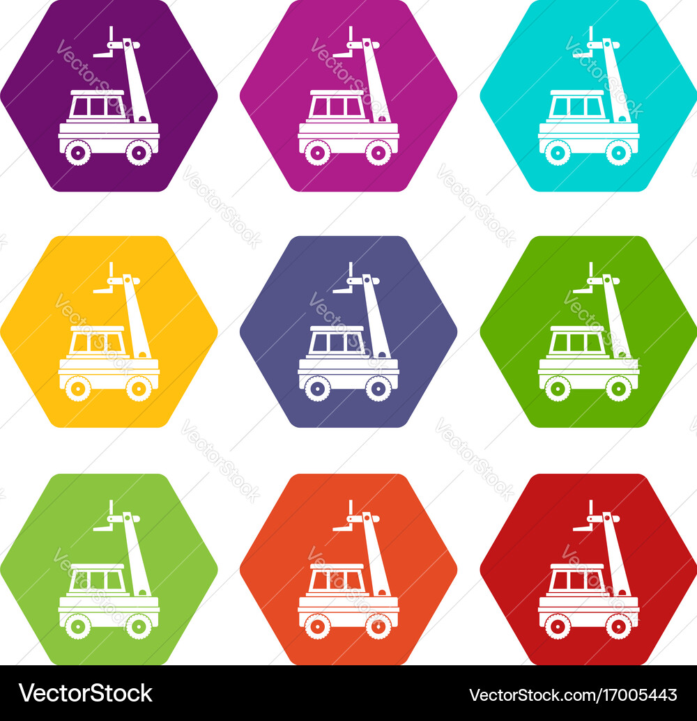 Cherry picker icon set color hexahedron Royalty Free Vector