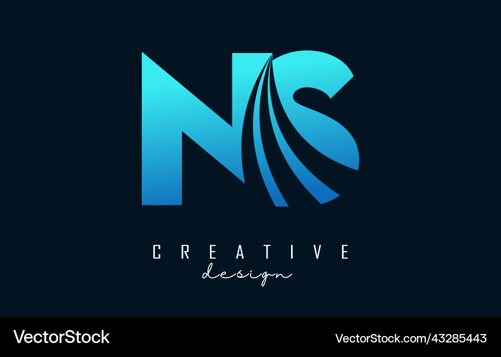 Creative blue letters ns n s logo with leading Vector Image
