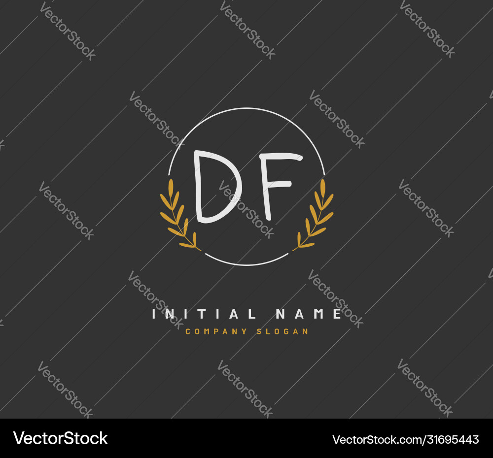 D f df beauty initial logo handwriting Royalty Free Vector