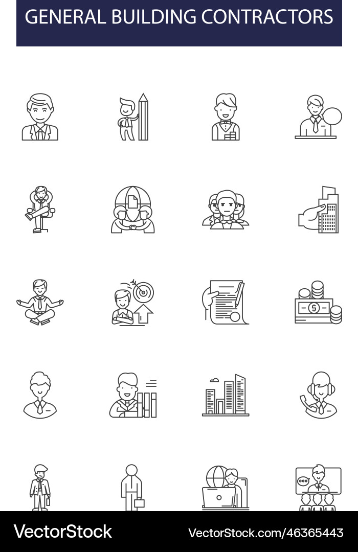 General building contractors line icons Royalty Free Vector