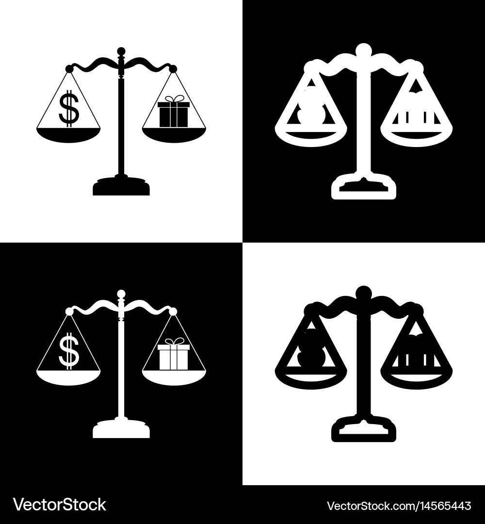 Gift and dollar symbol on scales black Royalty Free Vector
