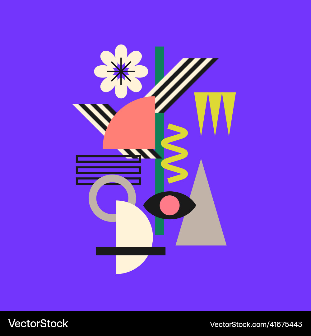 Modern geometric composition of various shapes Vector Image
