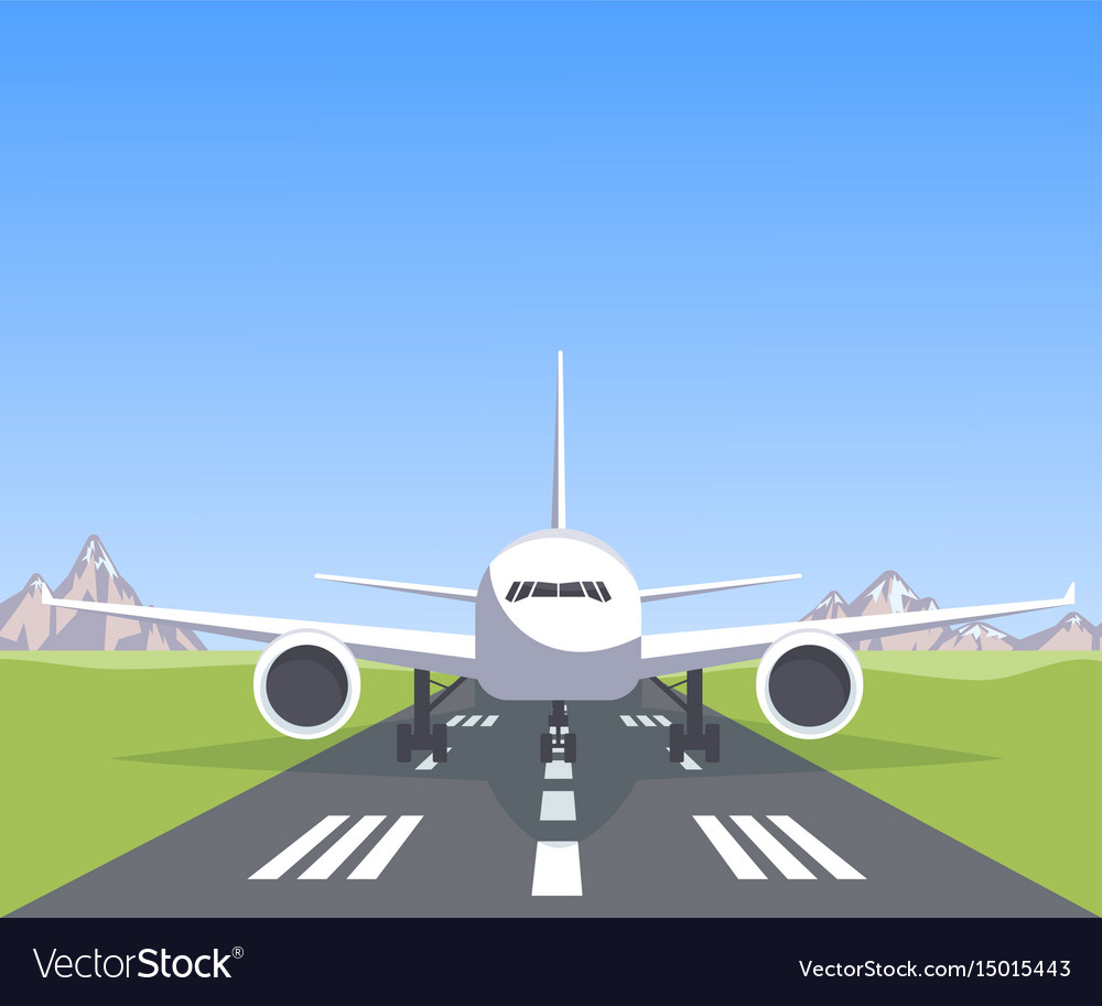 Plane on runway Royalty Free Vector Image - VectorStock