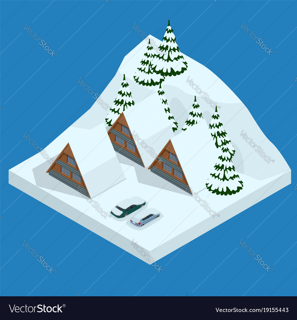 Ski resort slope people on the lift skiers Vector Image