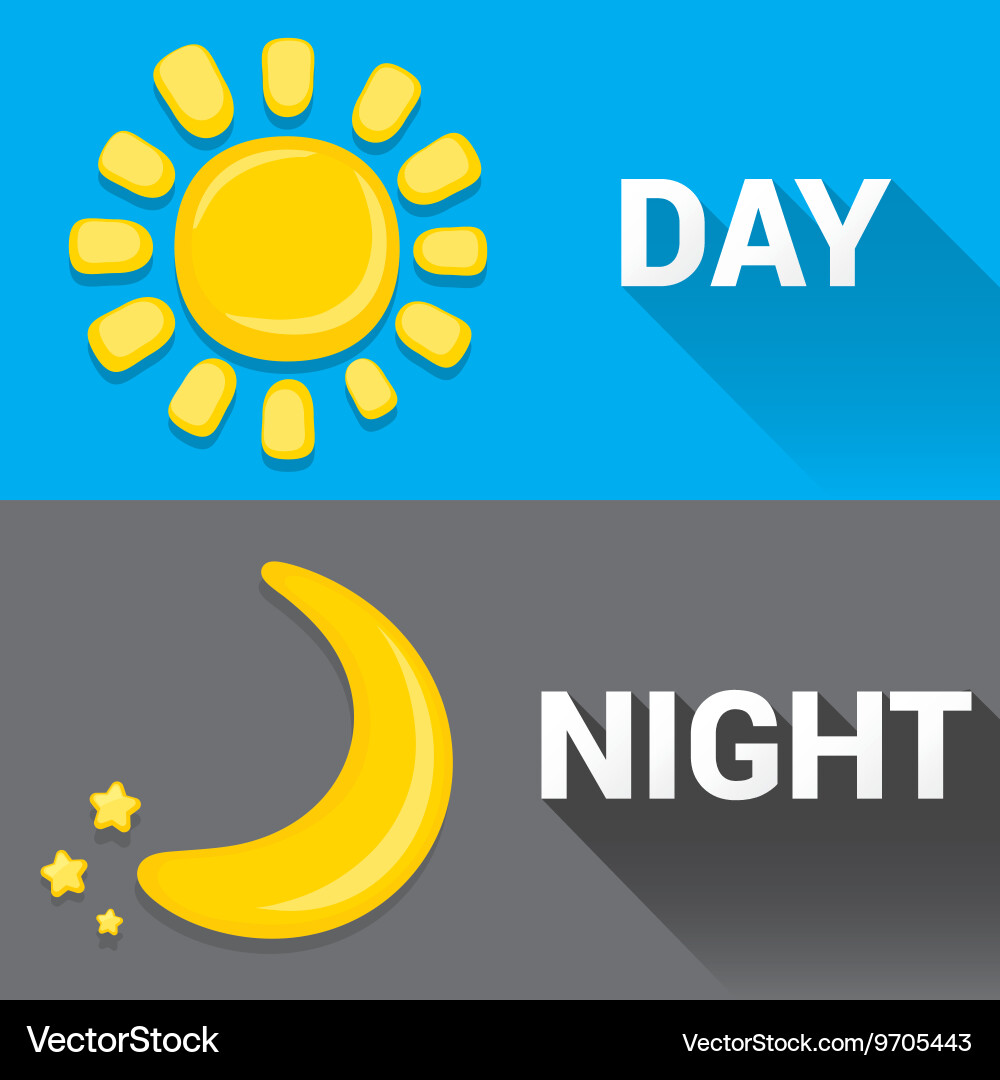 Sun and moon in sky day night Royalty Free Vector Image