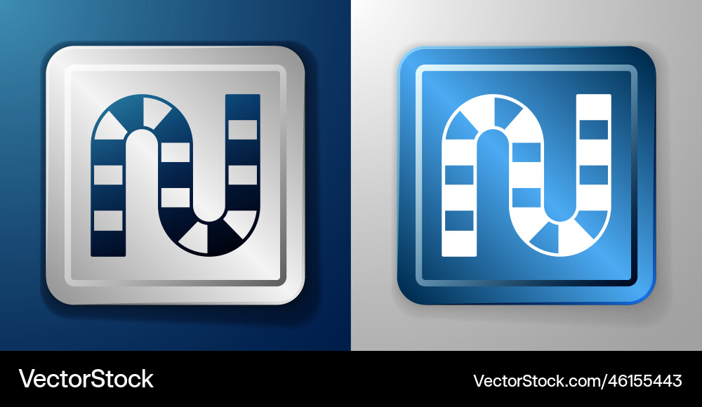 White board game icon isolated on blue and grey Vector Image