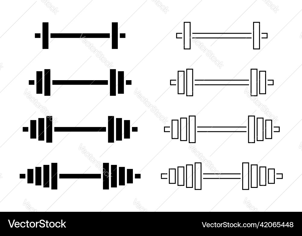 Barbell icon icons isolated on white Royalty Free Vector