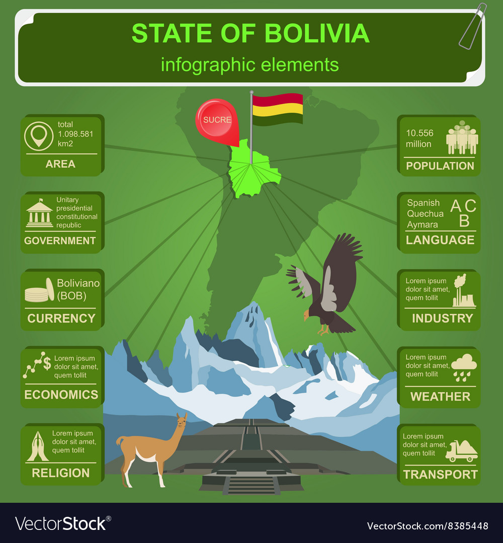 Bolivia infographics statistical data sights Vector Image