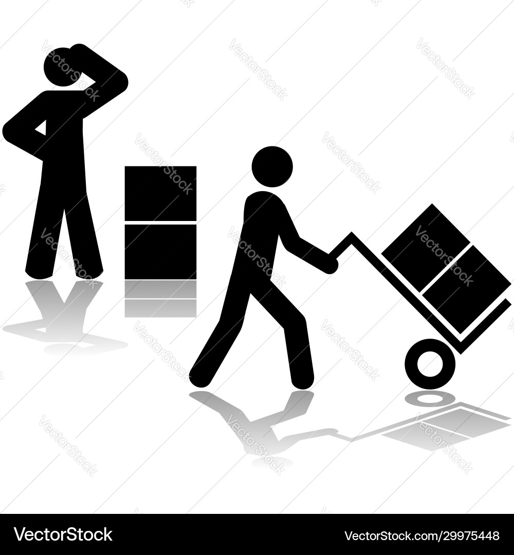 Carrying boxes with hand truck Royalty Free Vector Image
