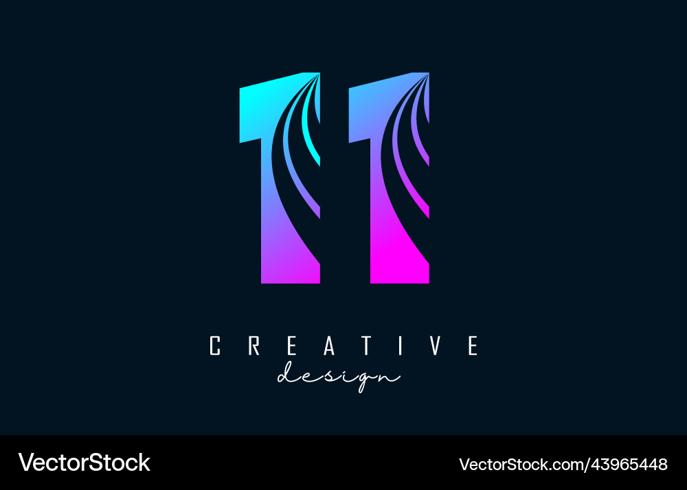 Colorful creative number 11 1 logo with leading Vector Image