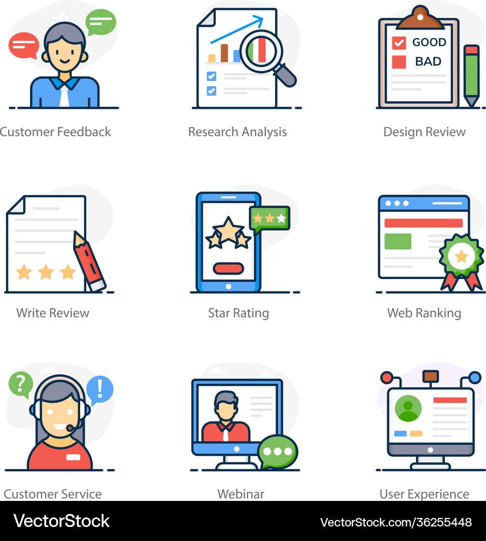 Customer service and feedback flat icons Vector Image