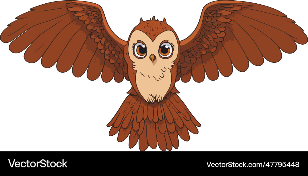 Cute cartoon owl flying isolated Royalty Free Vector Image