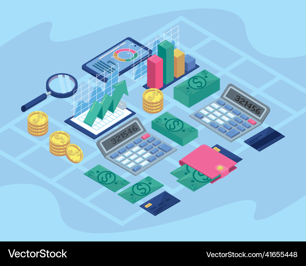 Eight budget management icons Royalty Free Vector Image