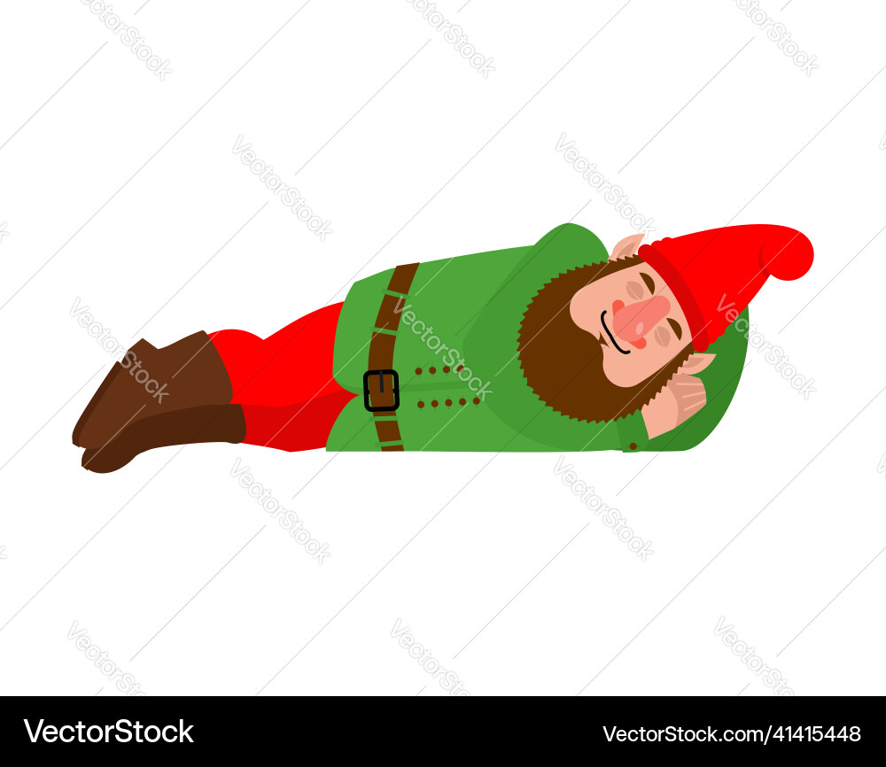 Garden gnome sleeping dwarf asleep dormant Vector Image