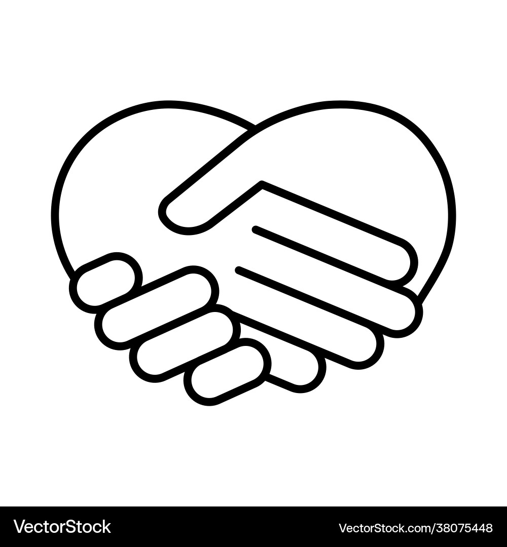 Handshake in form heart outline icon Royalty Free Vector
