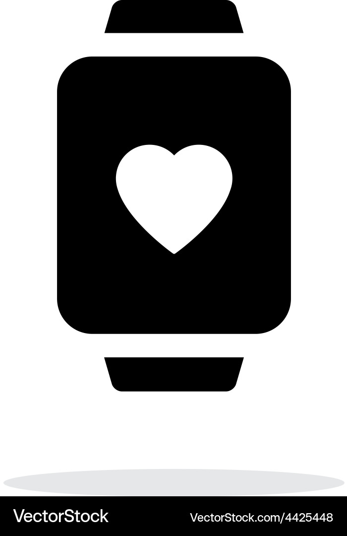 Heart on smart watch simple icon white Royalty Free Vector