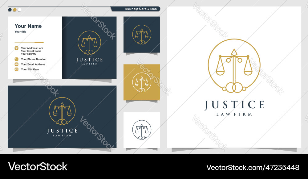 Justice logo template with line art style for Vector Image