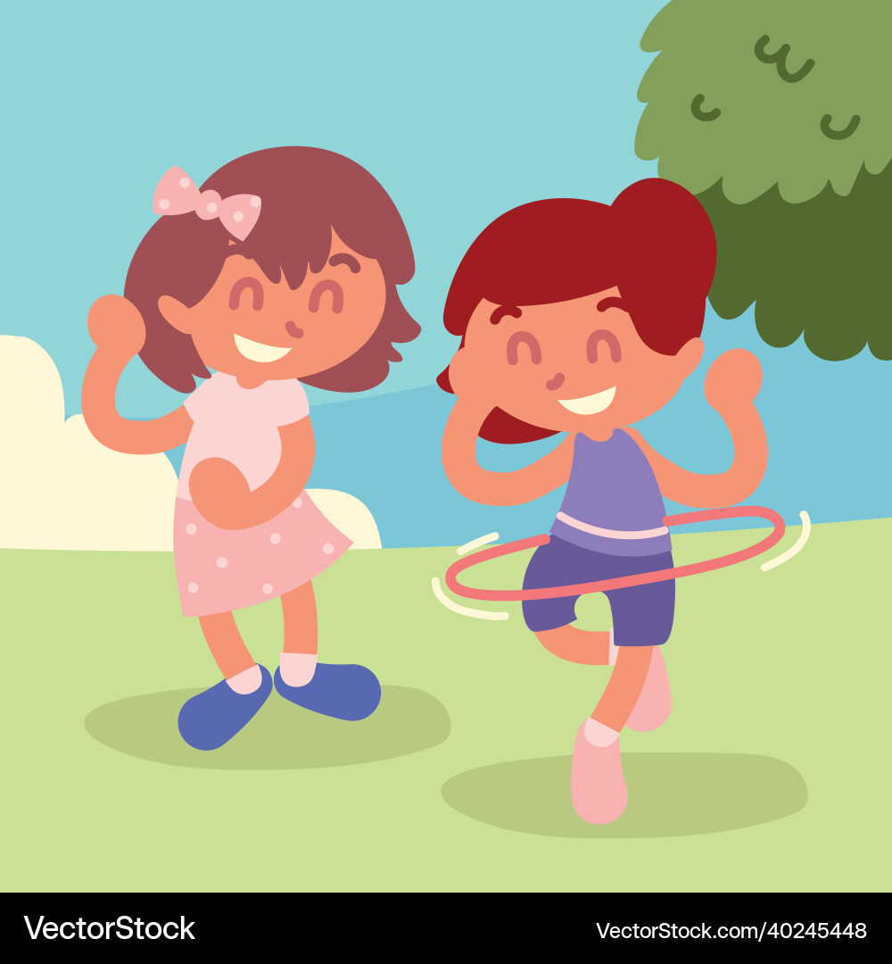 Little girls playing Royalty Free Vector Image