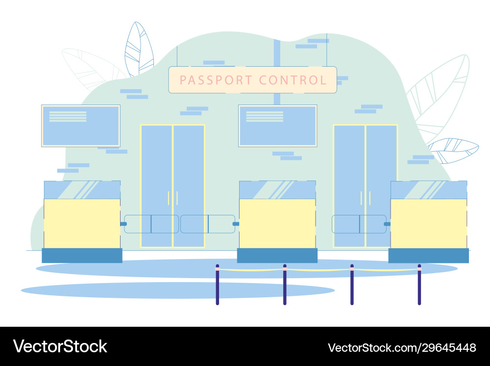Passport control department with customs desks Vector Image
