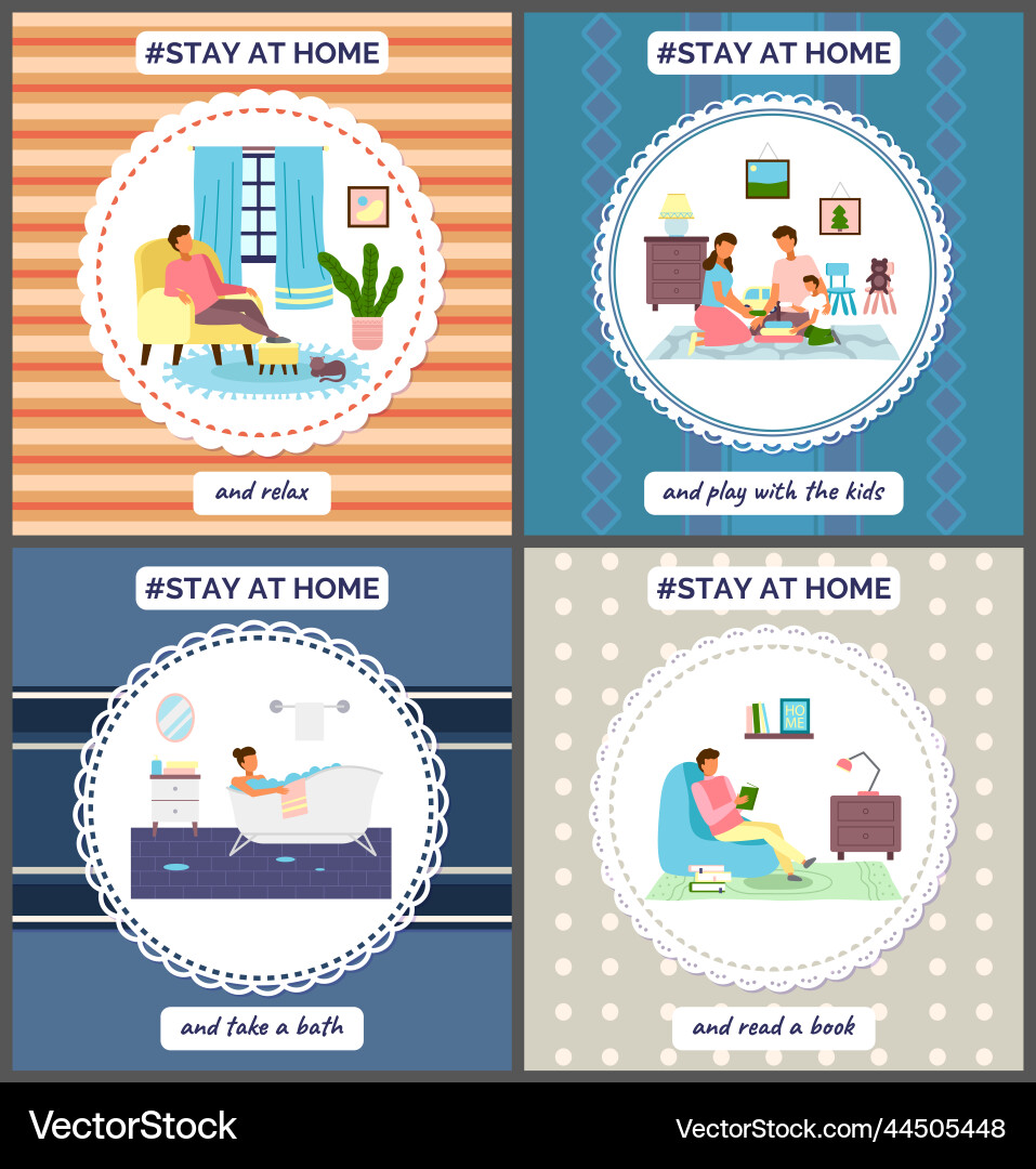 Self isolation stay at home concept people Vector Image