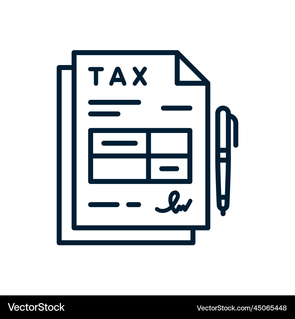 Tax return form documents with signature and pen Vector Image