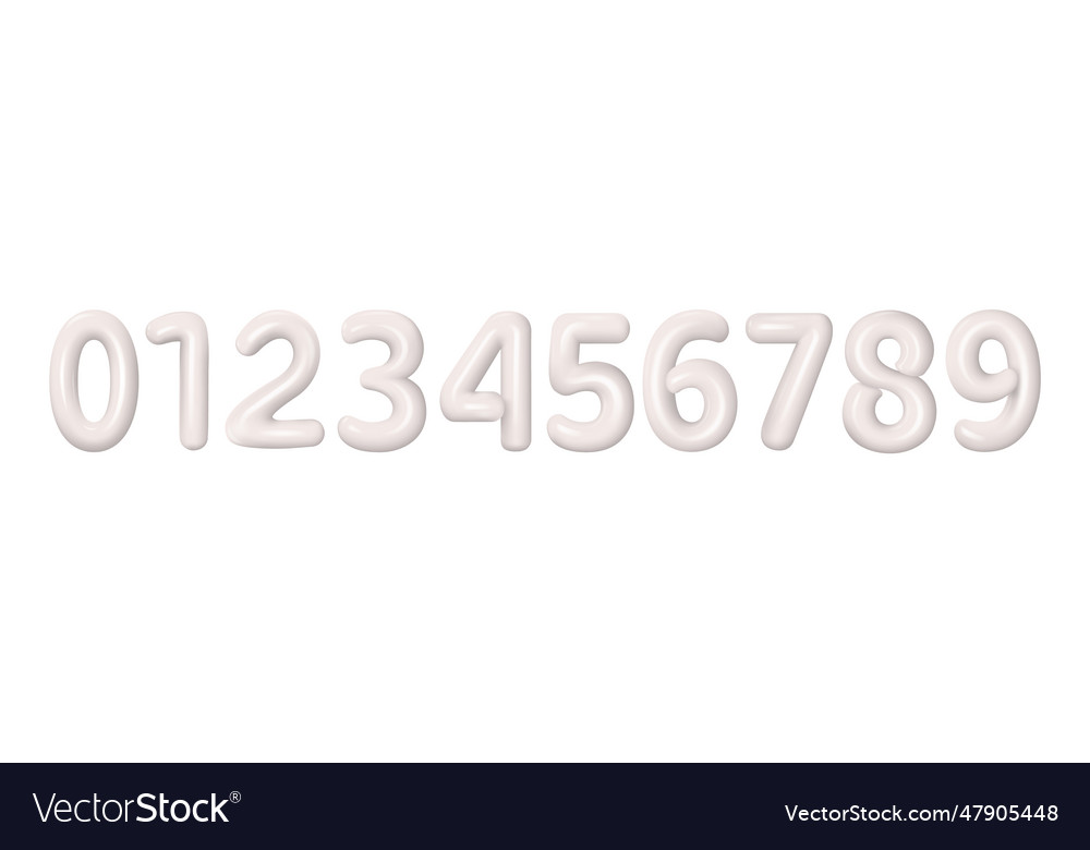 White numbers from 0 to 9 a set of plastic Vector Image