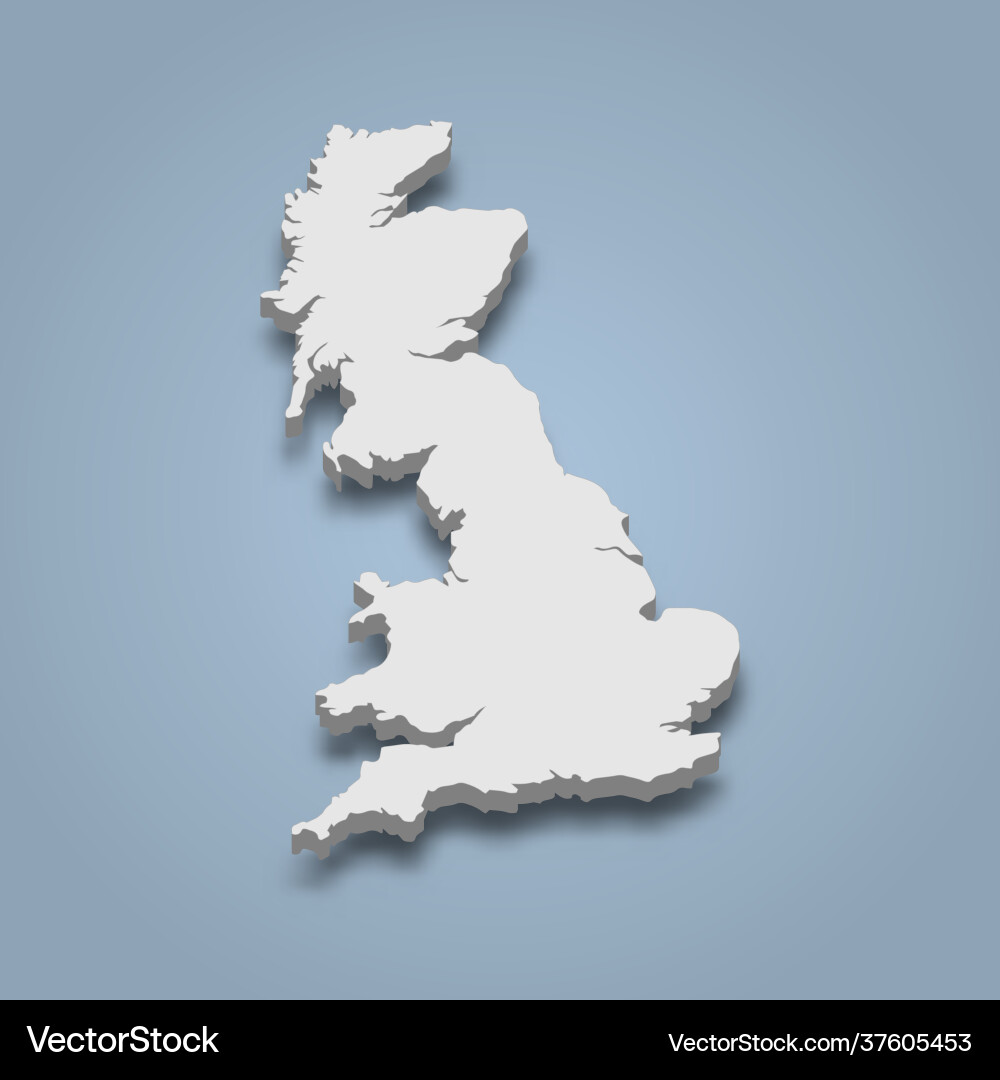 3D Isometric Map of Great Britain Royalty Free Vector Image