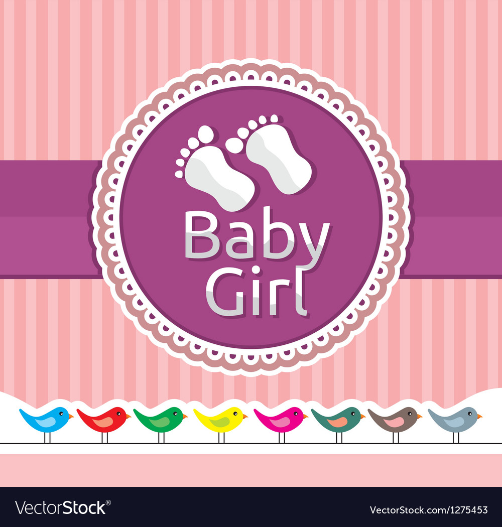 Baby Girl Arrival Announcement Card Royalty Free Vector