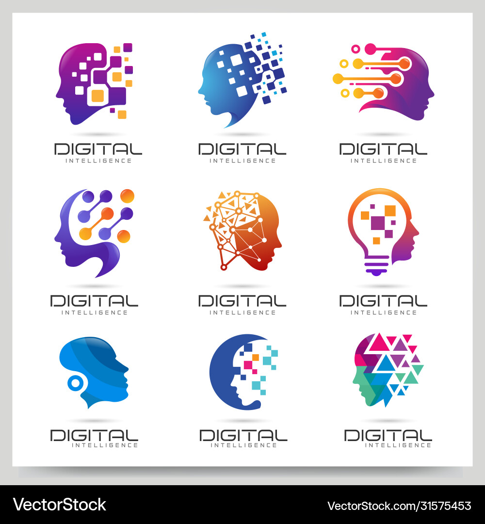 Collection digital people logo design graphic Vector Image