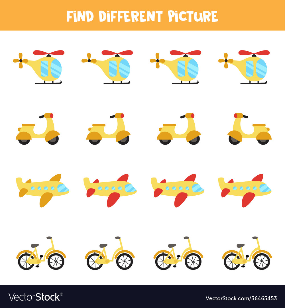 Find transport which is different from others Vector Image