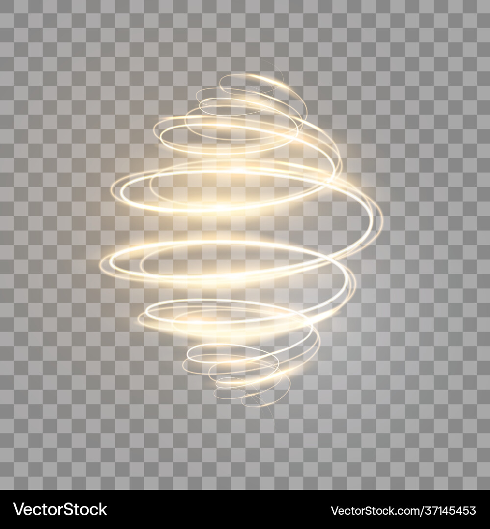 Gold glowing spiral on transparent background Vector Image