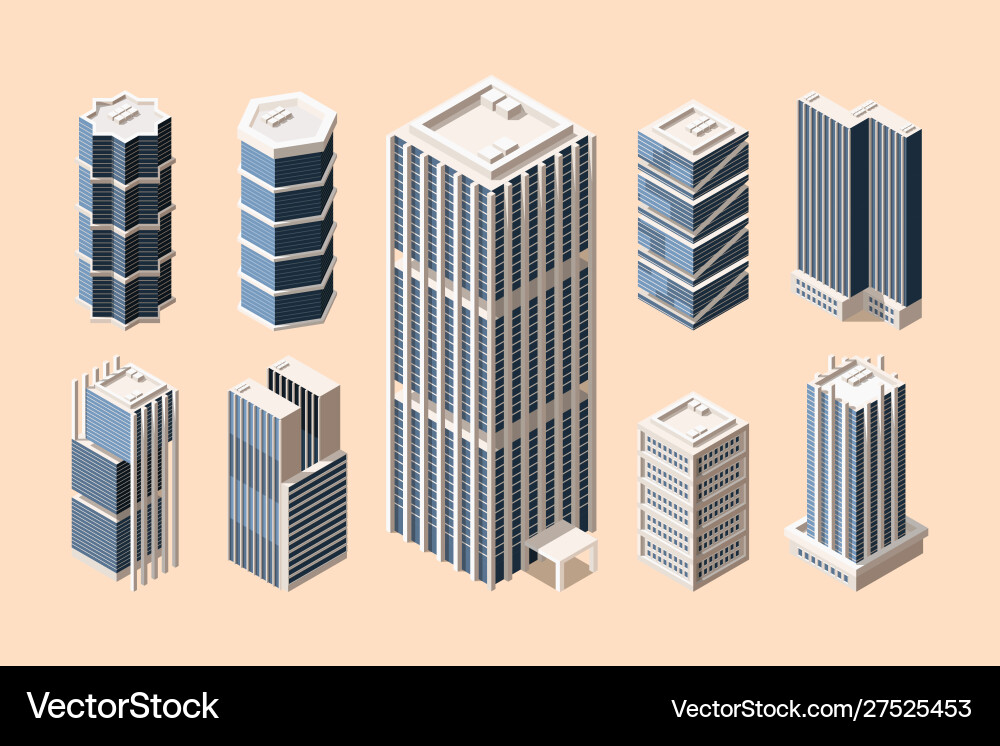 High rise buildings isometric Royalty Free Vector Image