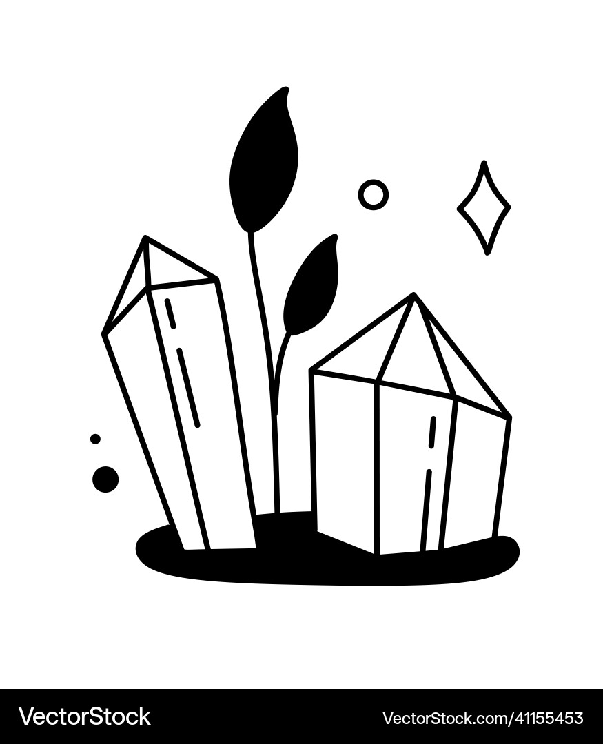 Magic crystals magical symbols doodles esoteric Vector Image