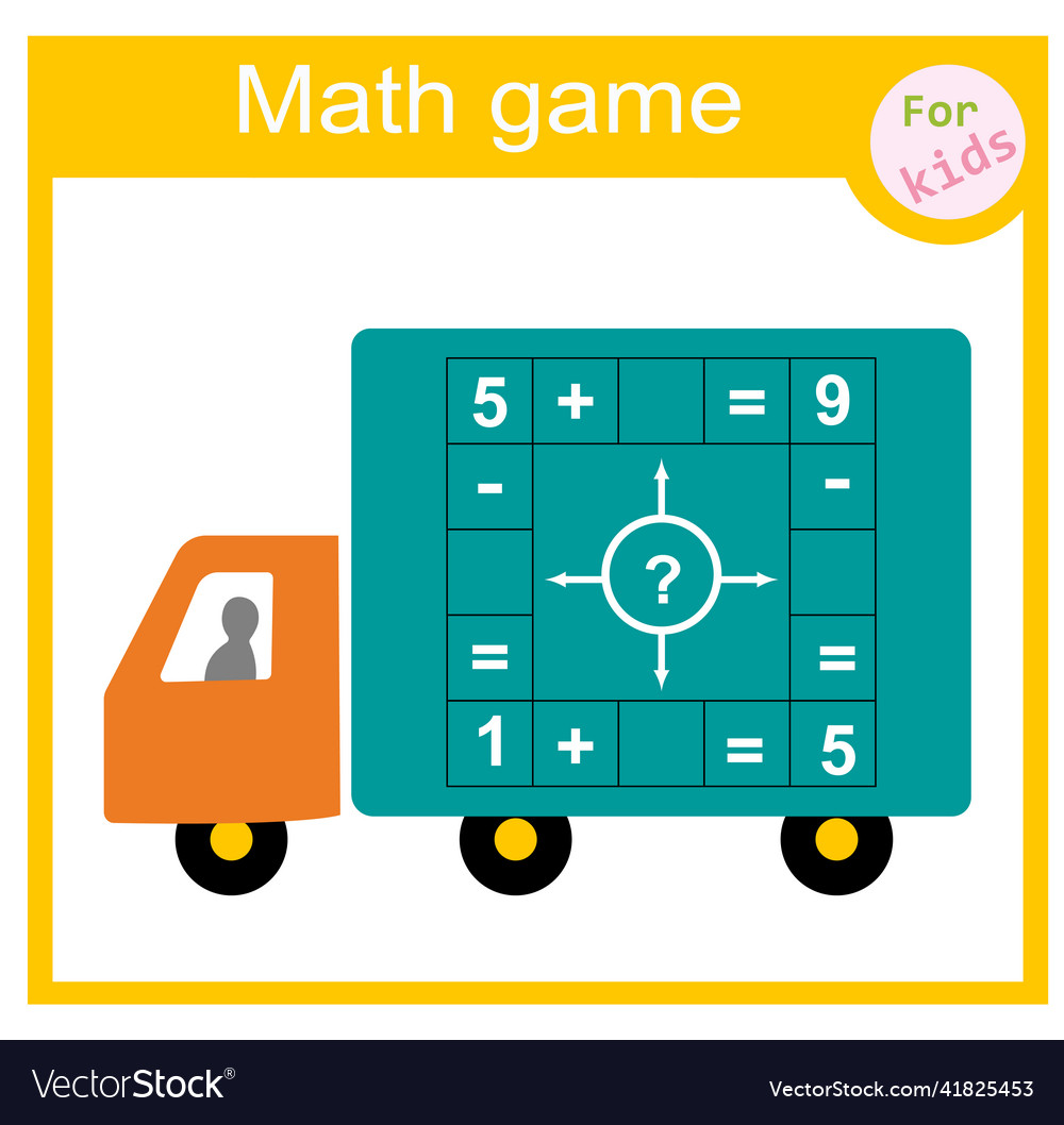 Mathematics educational game Royalty Free Vector Image
