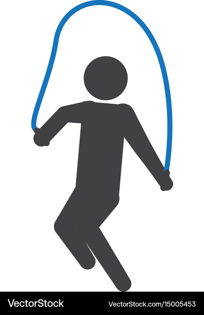 Pictograph man jumping rope workout Royalty Free Vector