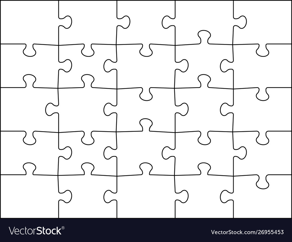 Puzzles Grid 5x5 Template Jigsaws Detail Frame 25 Vector Image