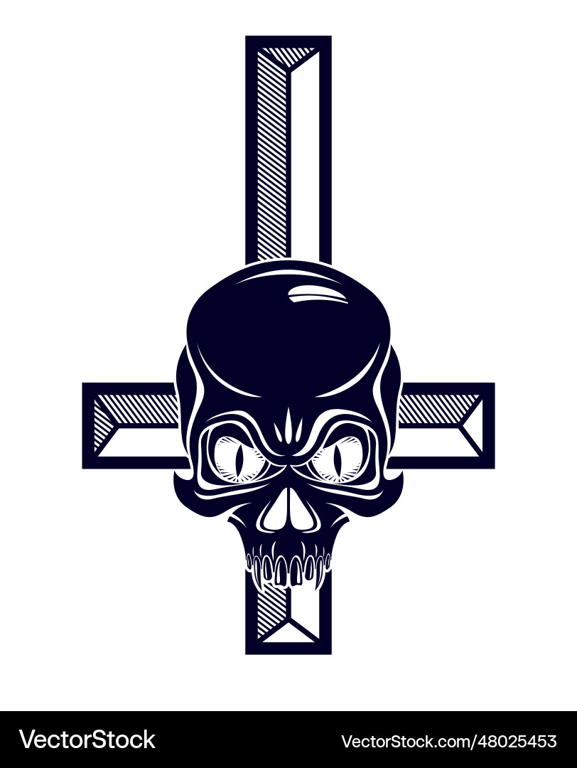 Satanic symbol with inverted skull dead Royalty Free Vector