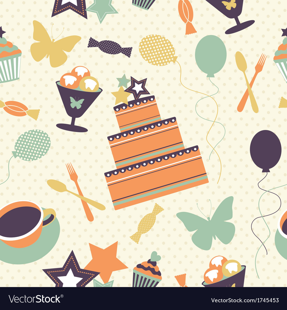 Seamless pattern with decorative birthday elements