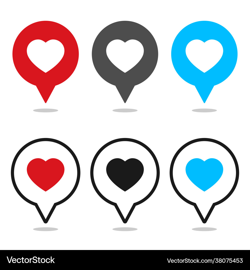 Set location pin icon with heart shape Royalty Free Vector