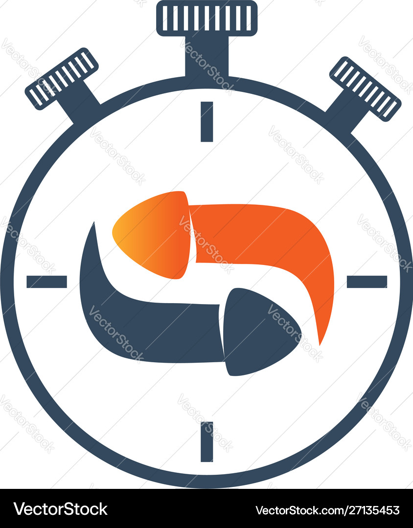 Stop watch arrow direction color isolated Vector Image