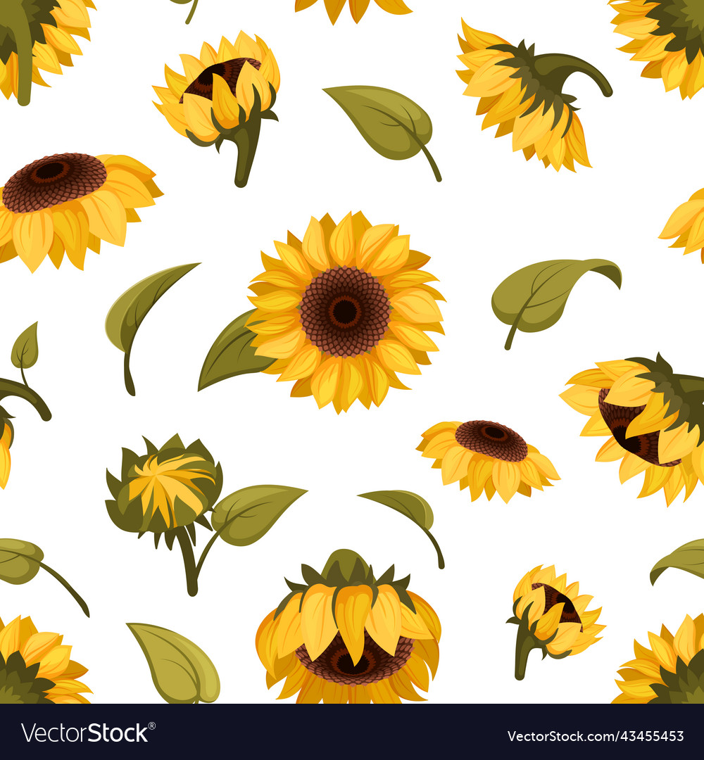 Sunflowers pattern seamless decoration Royalty Free Vector