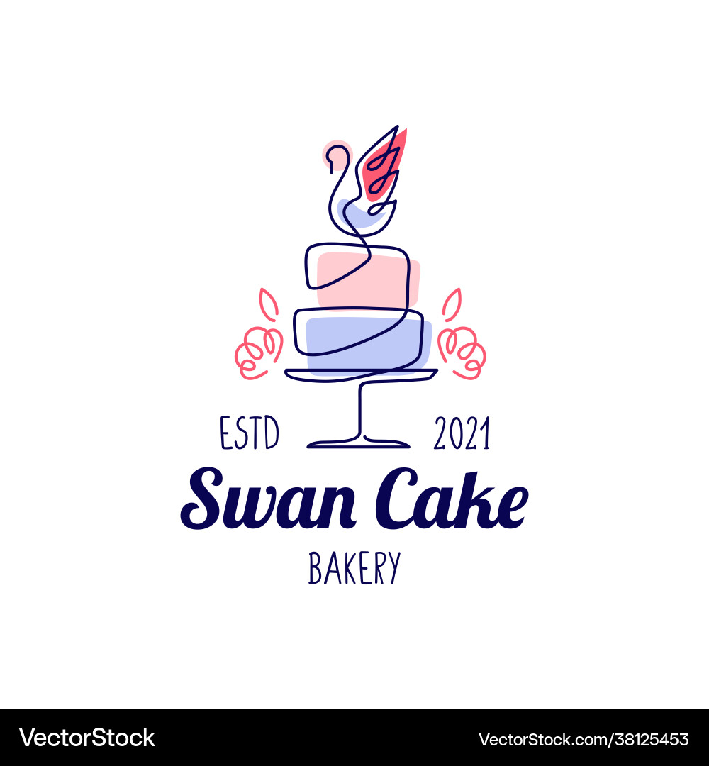 Swan cake wedding bakery logo icon Royalty Free Vector Image