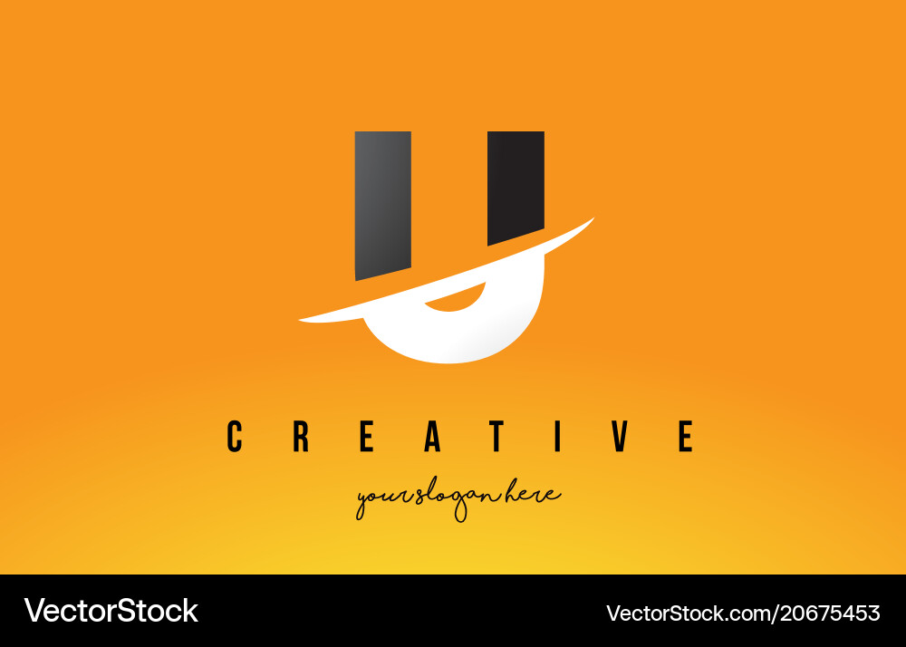 U letter modern logo design with yellow Royalty Free Vector