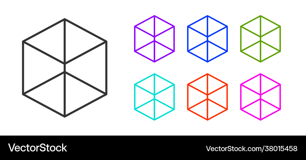 Black line geometric figure cube icon isolated Vector Image