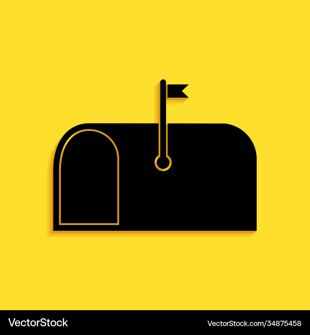 Black mail box icon isolated on yellow background Vector Image